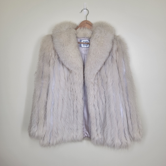 Saga Furs | Jackets & Coats | Vintage Saga Genuine Blue Fox Fur Jacket Cream Size Large | Poshmark